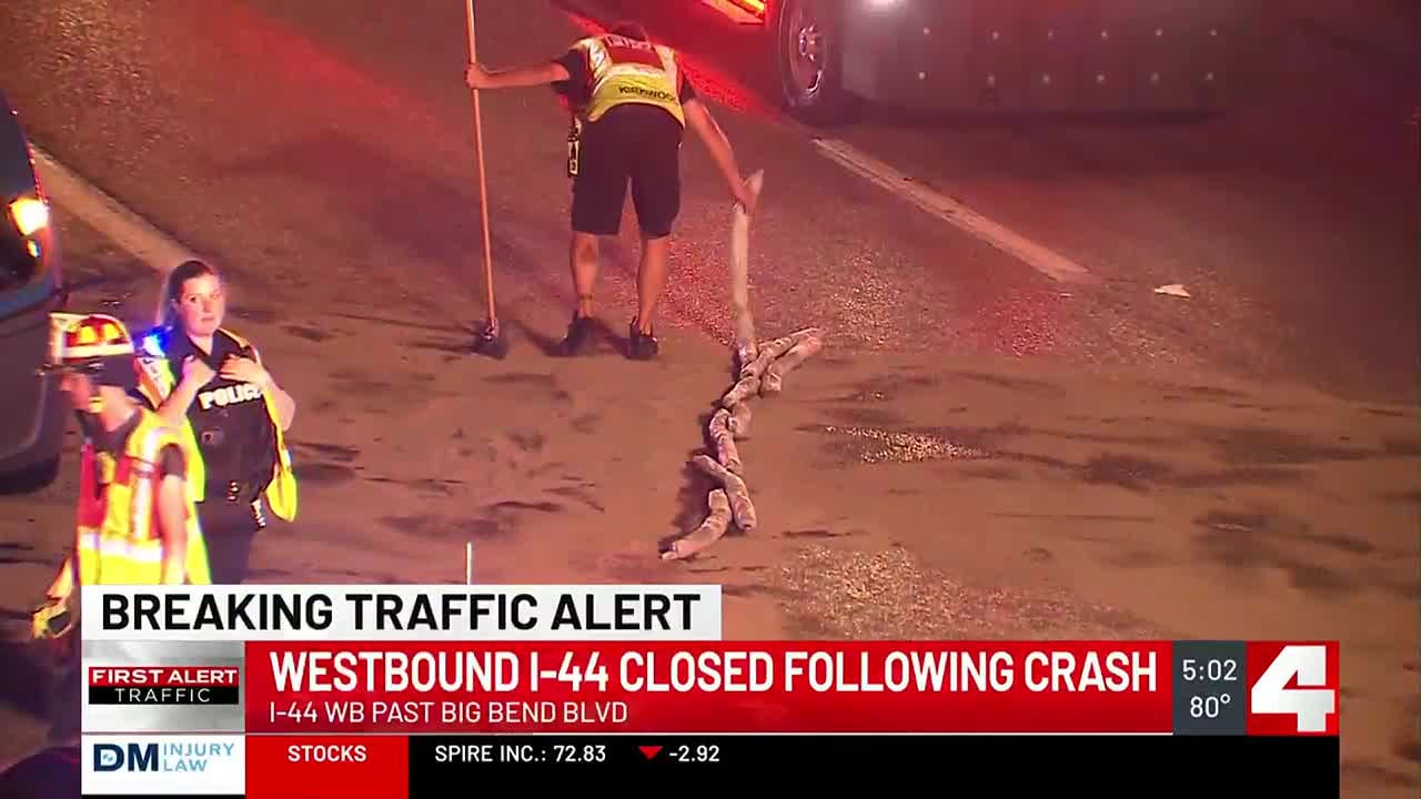 I-44 reopens after diesel fuel spill from early morning semitrailer crash
