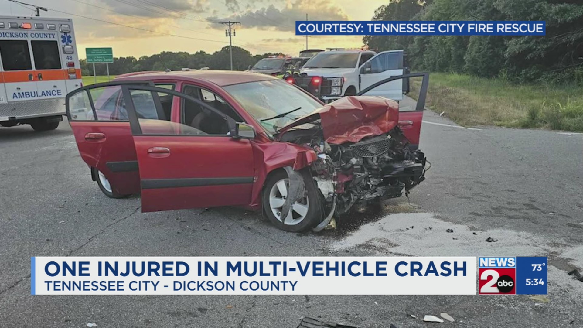 1 Injured In Multi Vehicle Crash In Dickson County