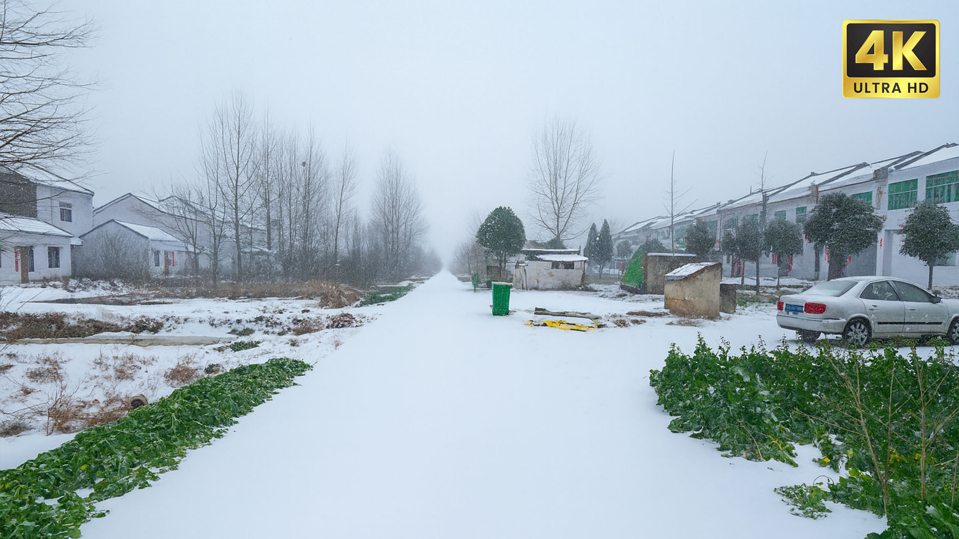 Winter walk in a snow-covered area of China 4K