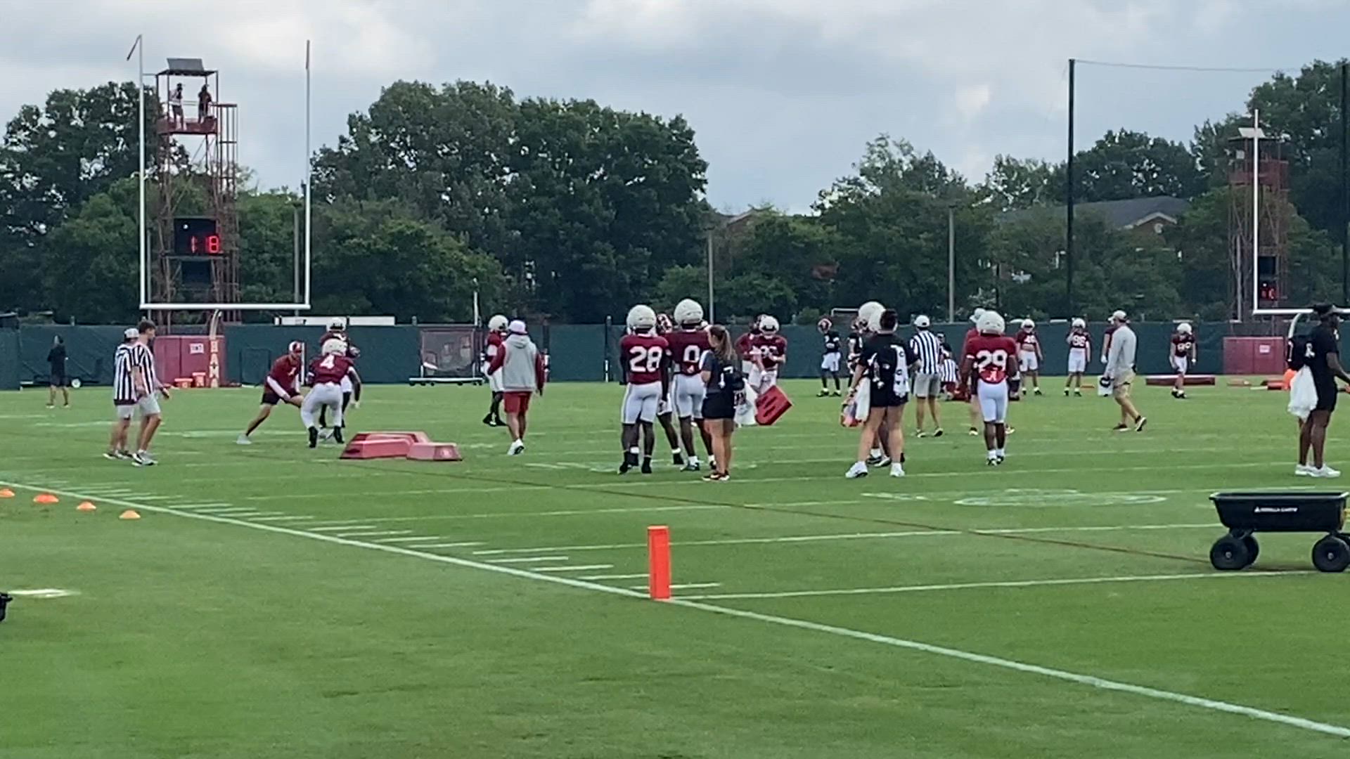 Alabama Running Backs at Football Practice