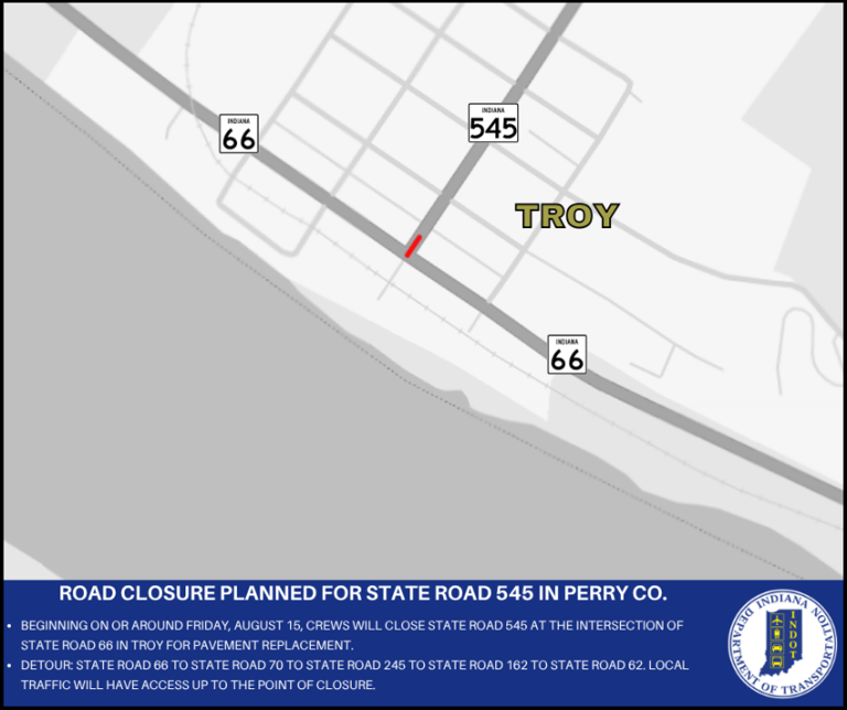 Road closure planned for State Road 545 in Perry County