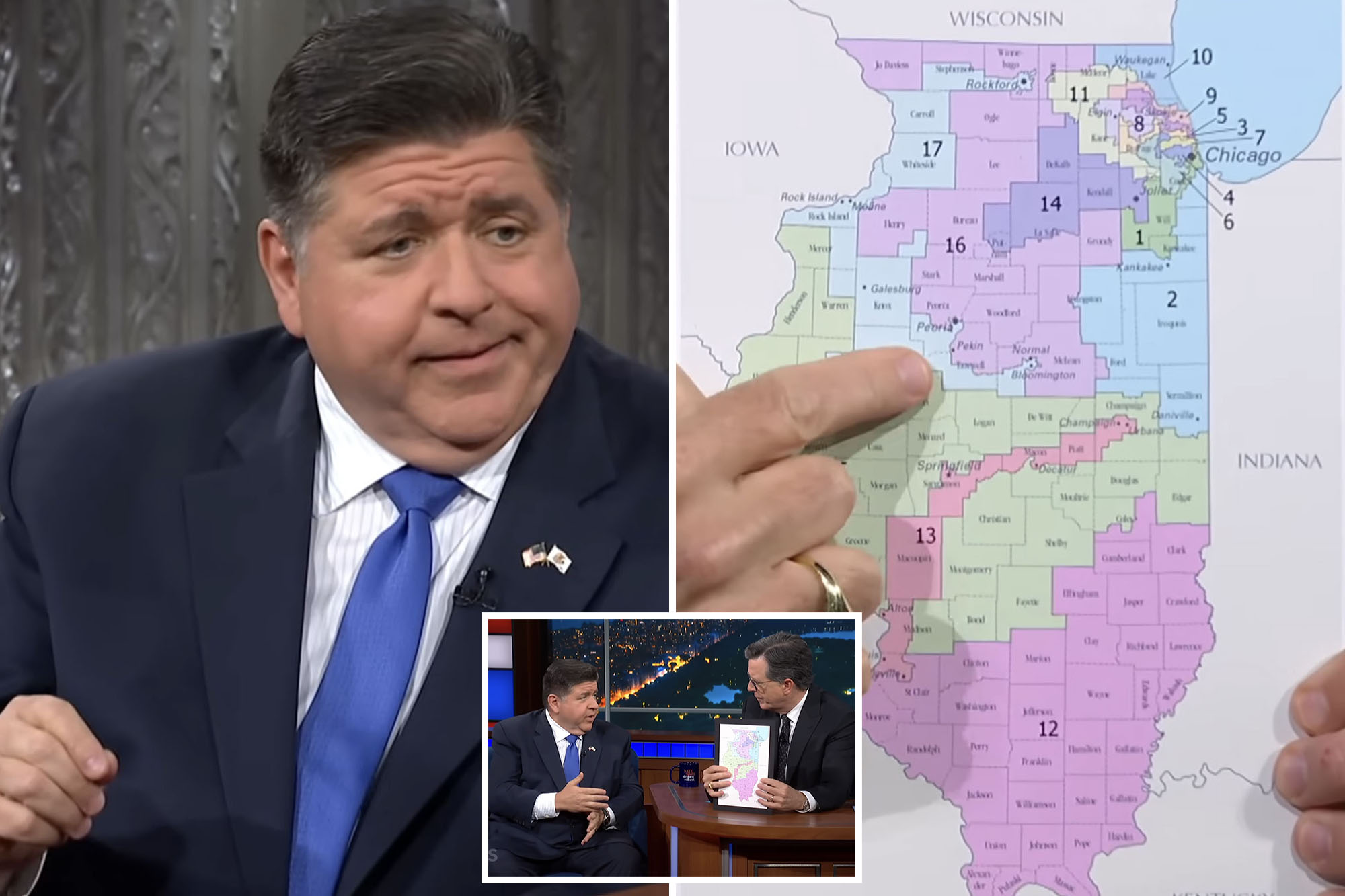 Stephen Colbert shows Illinois Gov. JB Pritzker ‘crazy’ gerrymandering ...