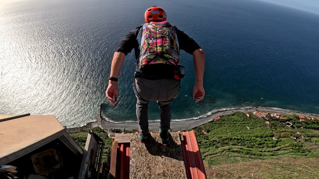 Man Jumps from a Low Rusty Elevator
