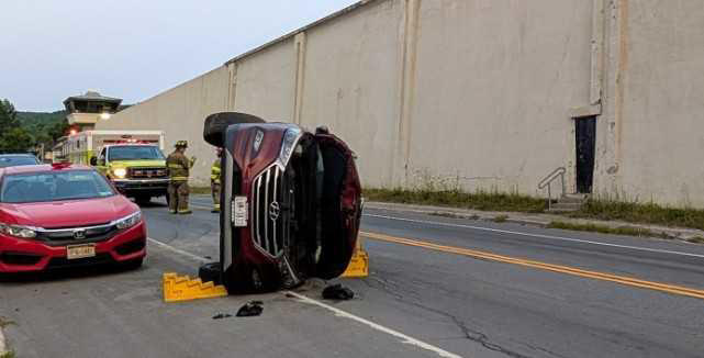 Driver suffers minor injuries after car flips in crash outside Clinton Correctional Facility