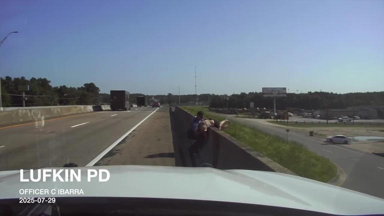 WATCH: Lufkin police officer keeps woman from jumping off overpass