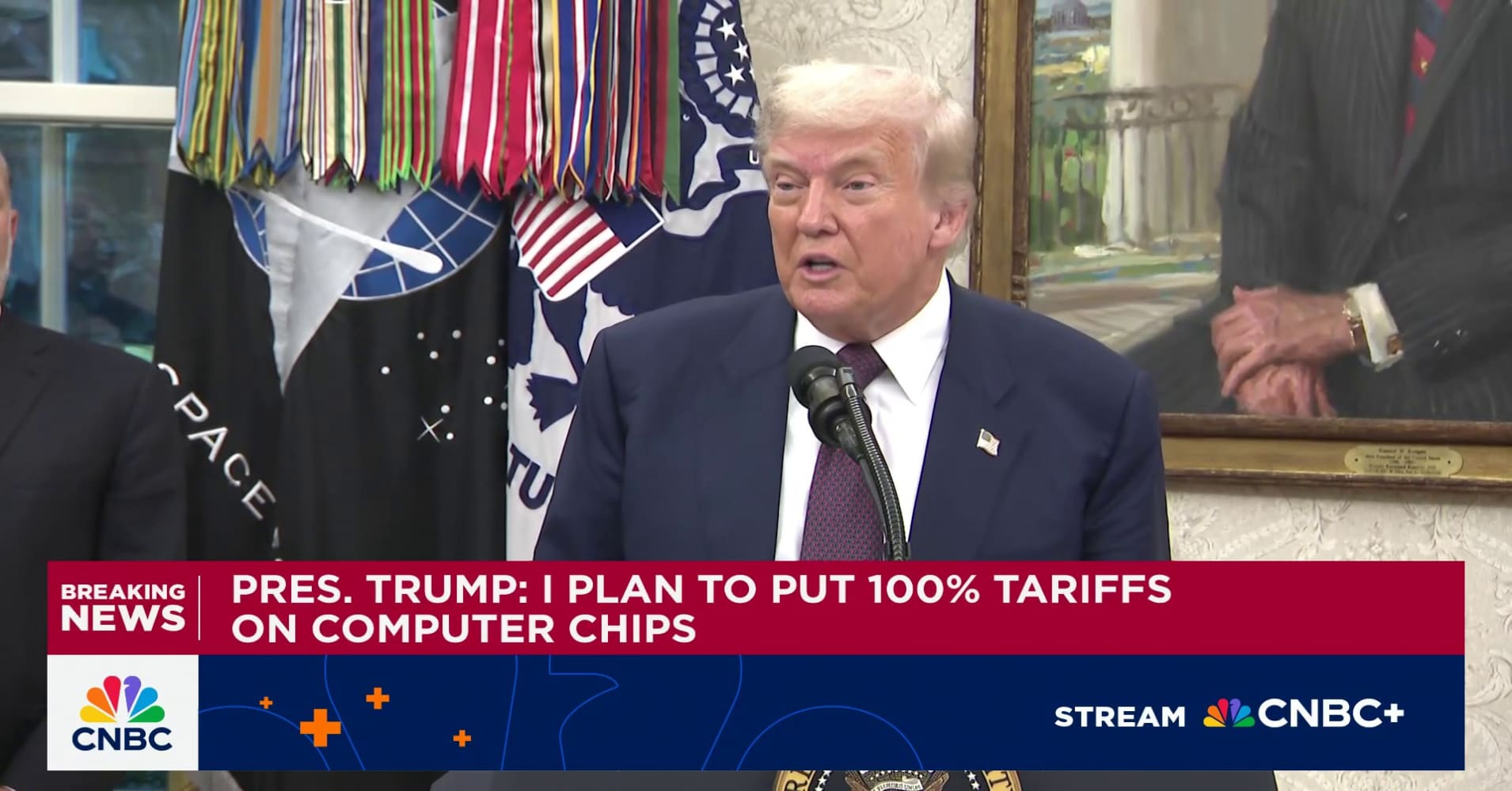 Pres. Trump: I plan to put a 100% tariff on computer chips