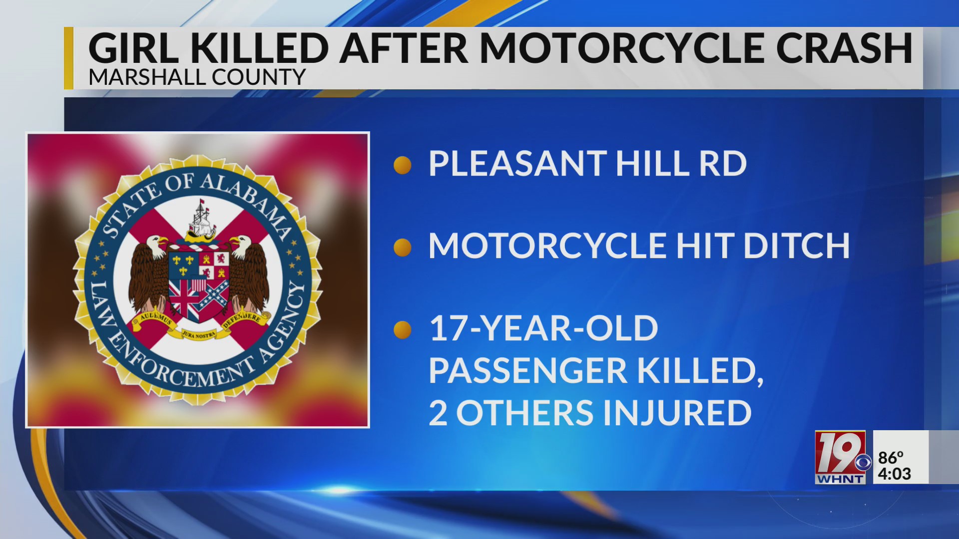 Girl Killed After Motorcycle Crash | August 6, 2025 | News 19 at 4 p.m.