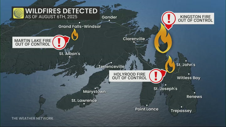 Dry and hot conditions fuel fires in Newfoundland