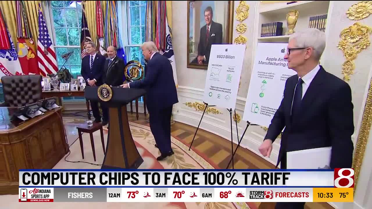 Computer chips to face 100% tariff, except in U.S.