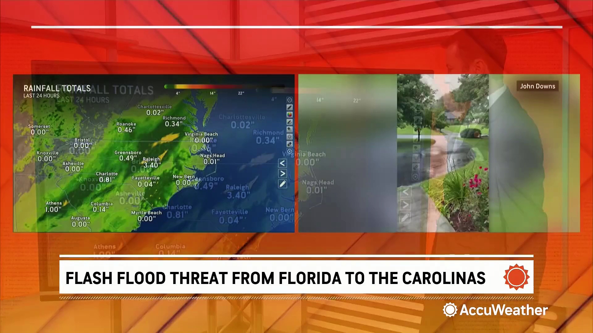 Flash flood threat stretches from Florida to the Carolinas