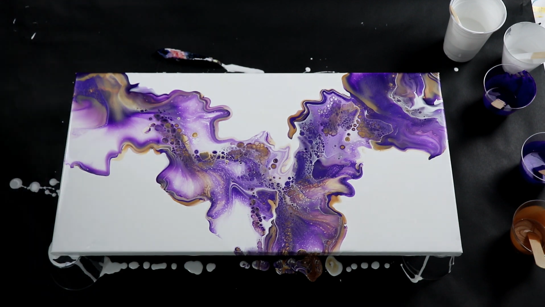 Elegant Purple Dutch Pour Flowing Acrylic Pouring Technique