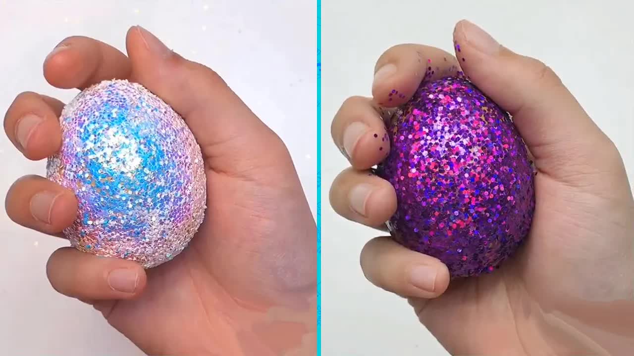 Oddly Satisfying Colorful Eggs Slime Cracking ASMR - Relaxing Slime ...