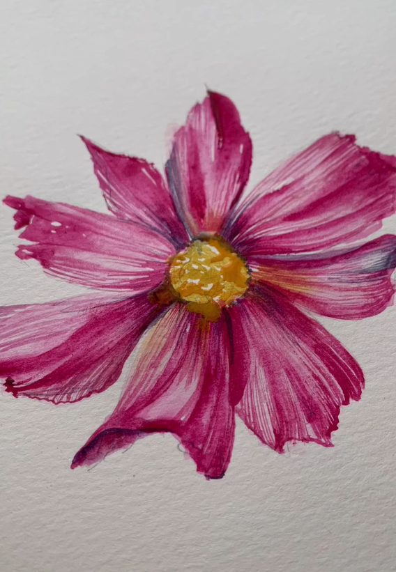 Quick Cosmos Painting with My Pulling Technique