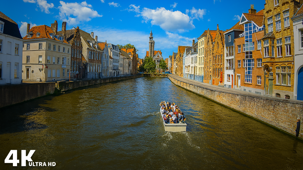 Spacer po historycznym centrum Brugii w Belgii (4K)