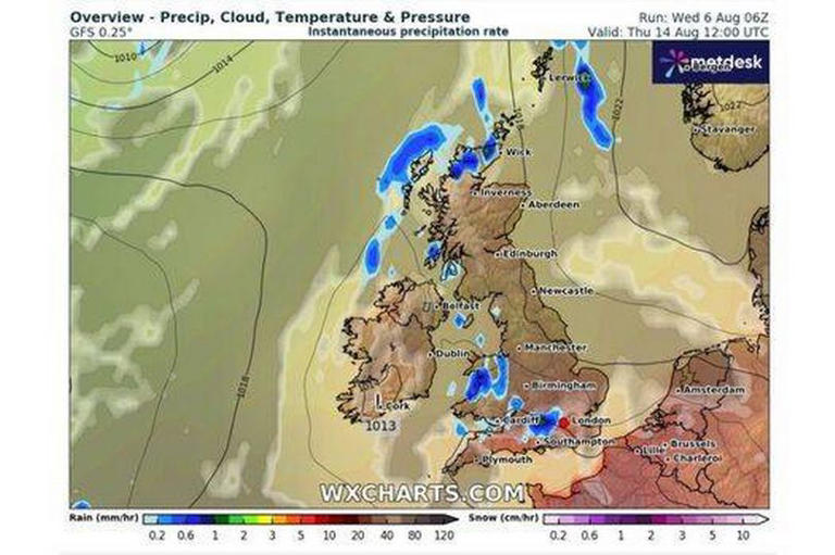 UK weather maps show exact date 8 counties forecast to hit 32C - full list