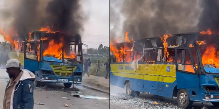 City Shuttle Bus Burnt in Nairobi