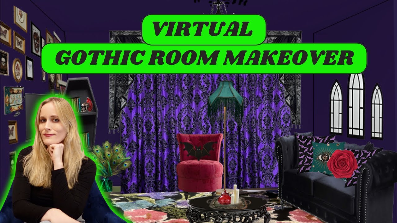 Give a virtual goth living room a dramatic style makeover