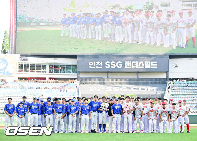 “왕조의 배터리, 마지막 인사”…오승환 은퇴식, 이지영과의 재회에 웃음꽃 [박준형의 ZZOOM]