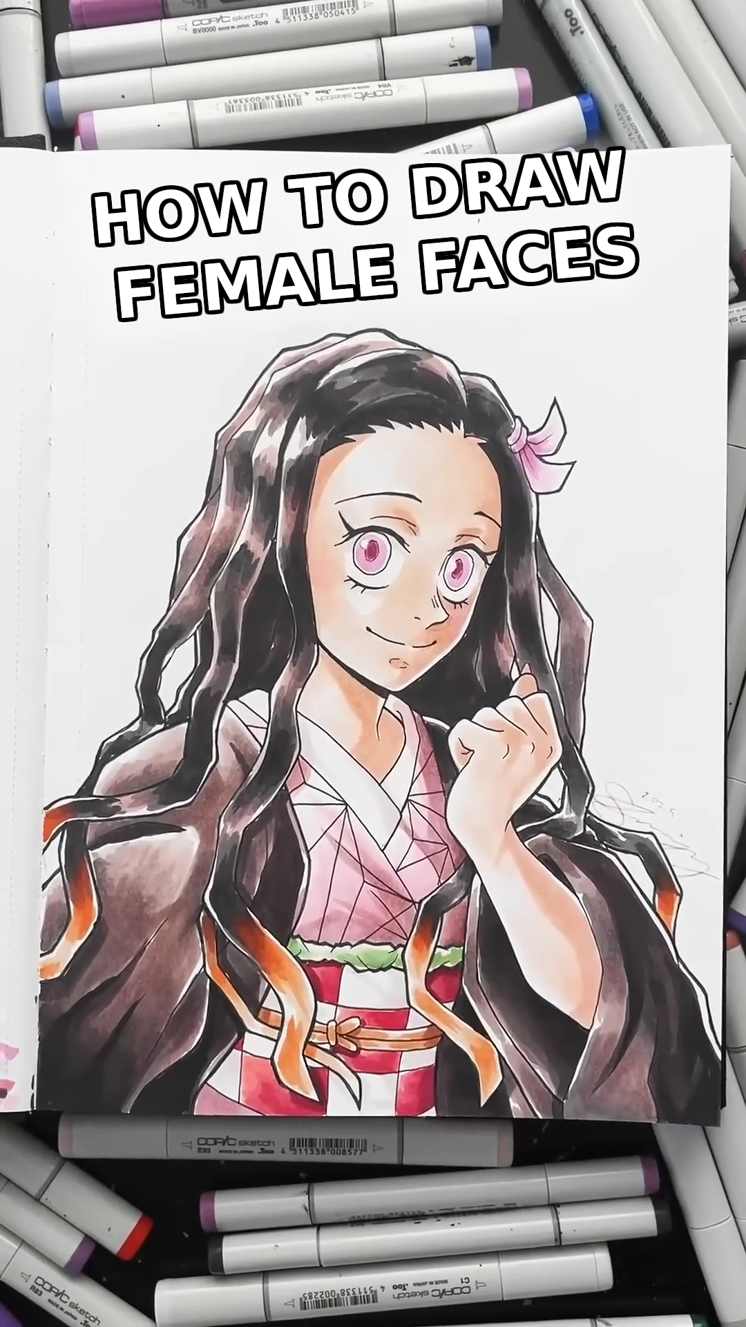 How to Draw Female Anime Faces – Marker Drawing Tutorial