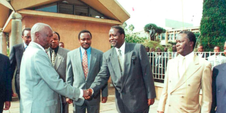 When Raila Odinga Shook Hands with Moi After Many Years of Fighting Him