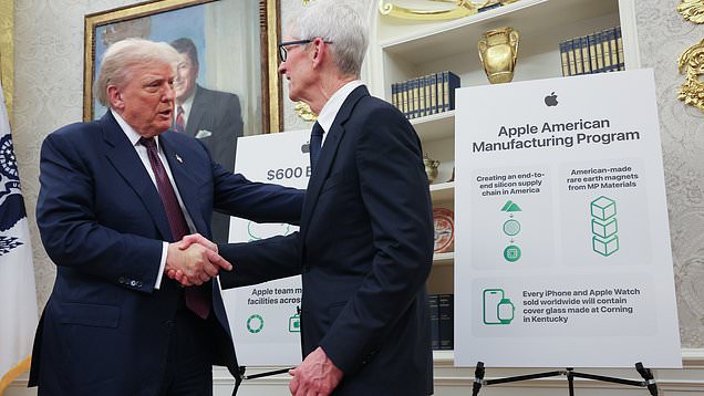 Apple CEO gifts Trump plaque with 24K gold base