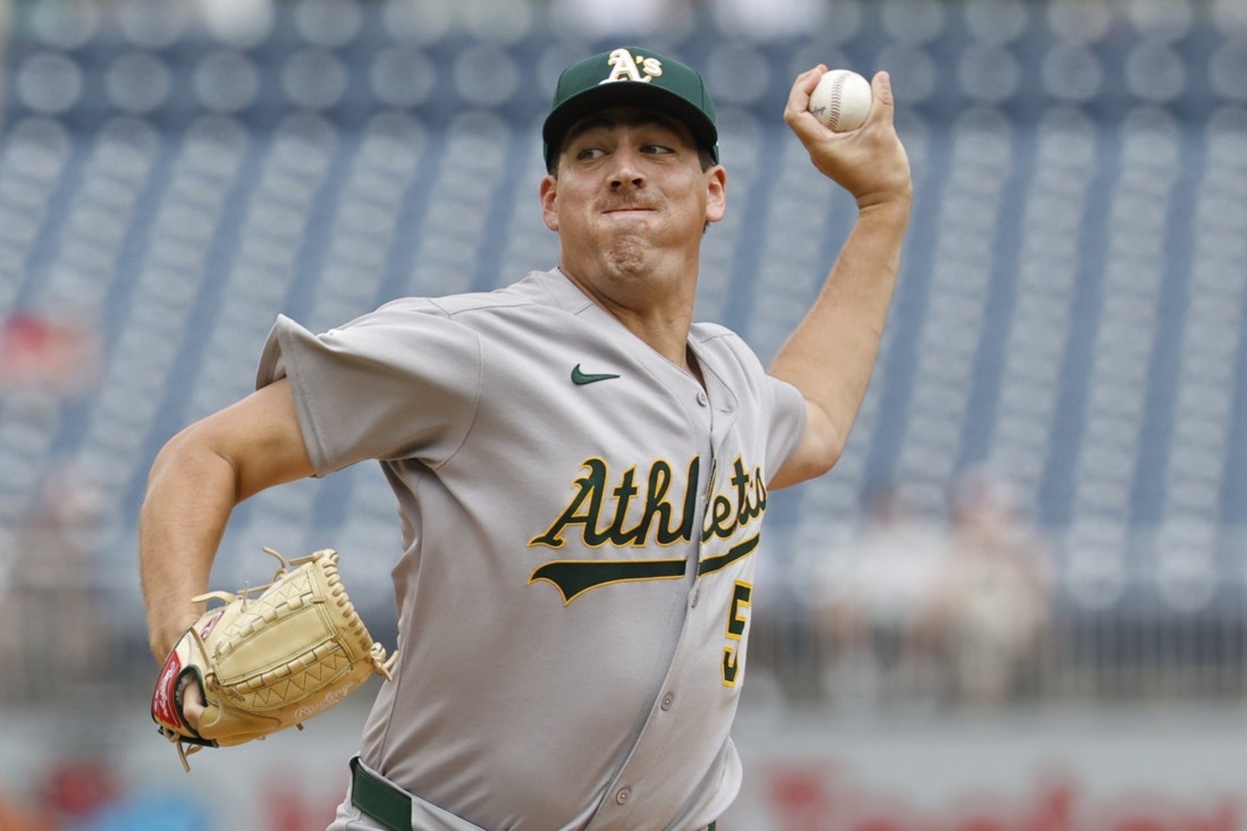 Jacob Lopez, Athletics shut down reeling Nationals