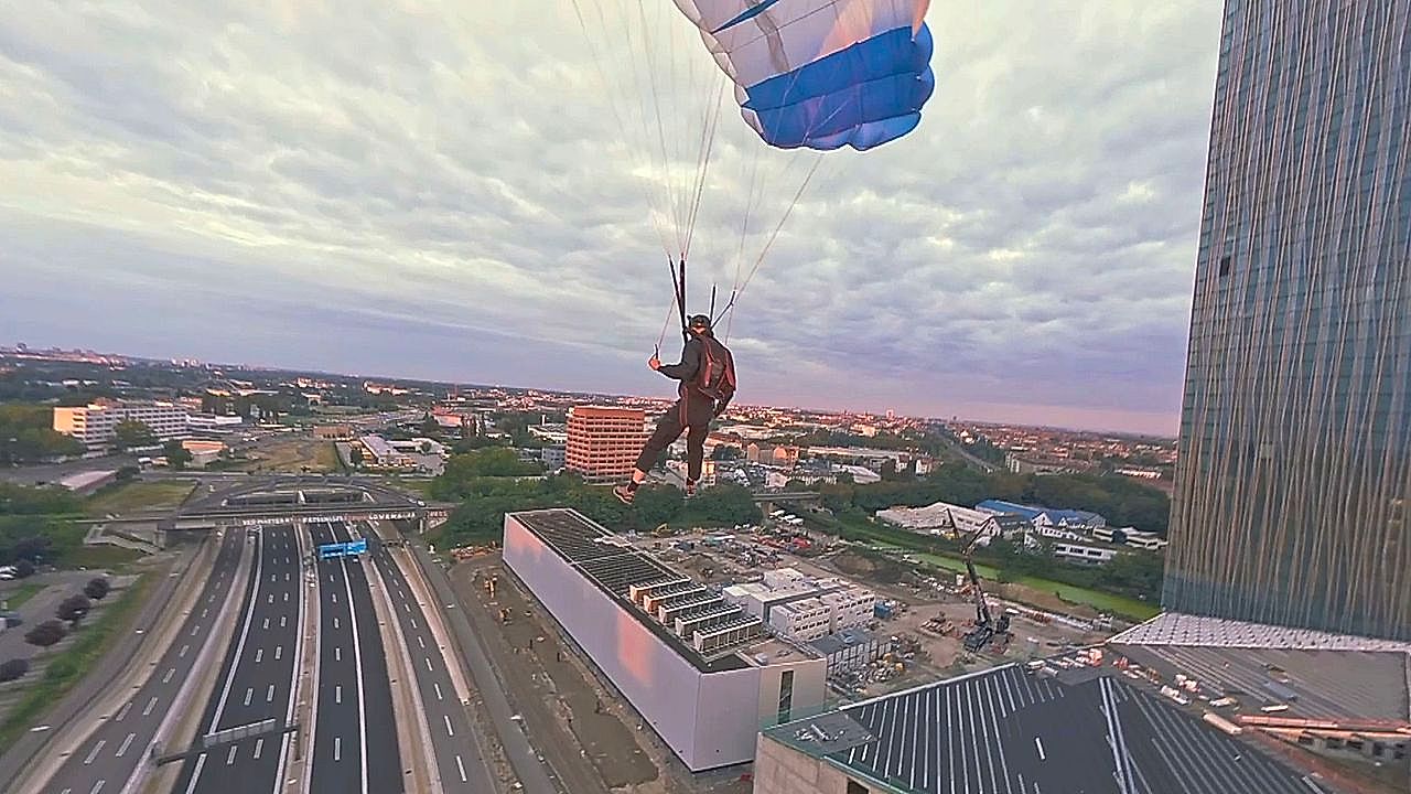 British daredevil posts 577-foot base jump after Berlin police deny proof