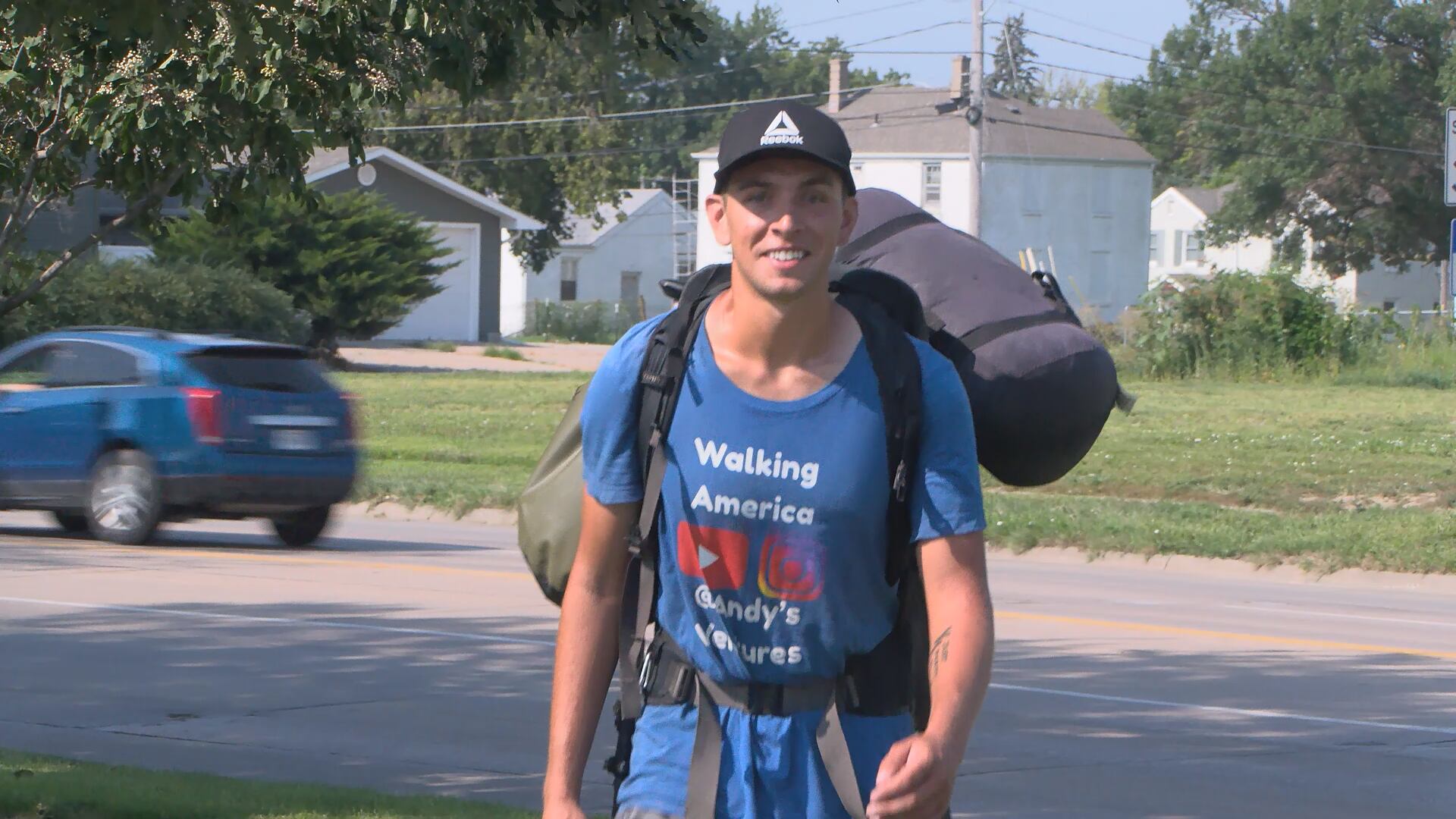 Man walking across the U.S. for charity passes through Hastings