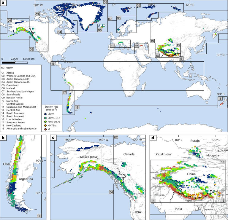 Machine learning predicts global glacier erosion rates with new precision