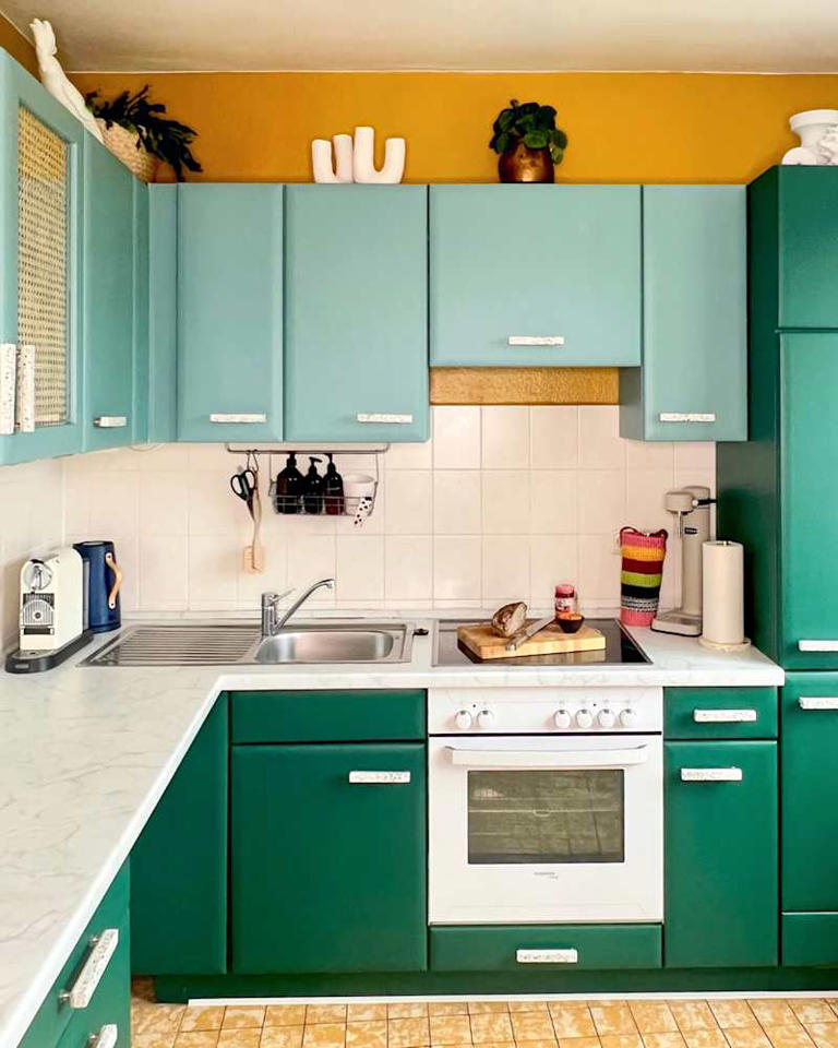 Dull, Peeling Kitchen Cabinets Got a Major Color Boost for $346
