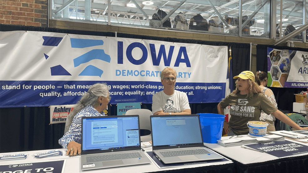 Iowa candidates hit the state fair trail: Rob Sand and Nathan Sage meet ...