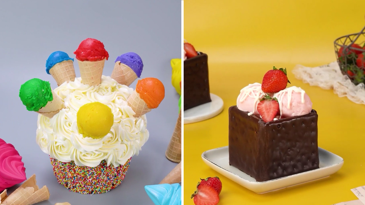 Giant Ice Cream Cone Cupcake and Strawberry Chocolate Box
