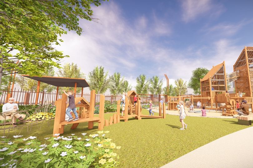 First look at Stockton Waterfront urban park play area with slides ...