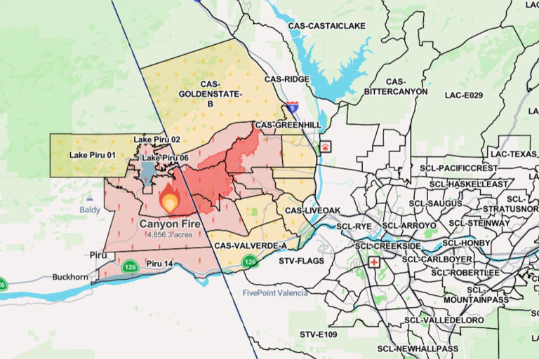 Canyon Fire map, update as California blaze explodes in size near Lake Piru