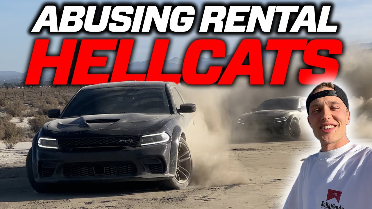 Driving Dodge Hellcats in an Empty Urban Area With Aggressive Acceleration