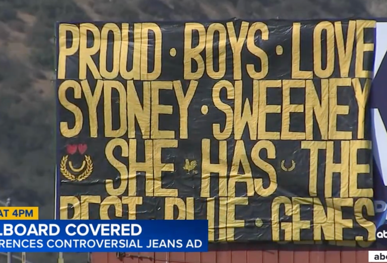 Billboard in LA vandalized with message declaring ‘Proud Boys love ...