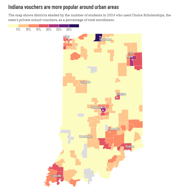 A third of Indiana counties lack voucher-accepting private schools ...