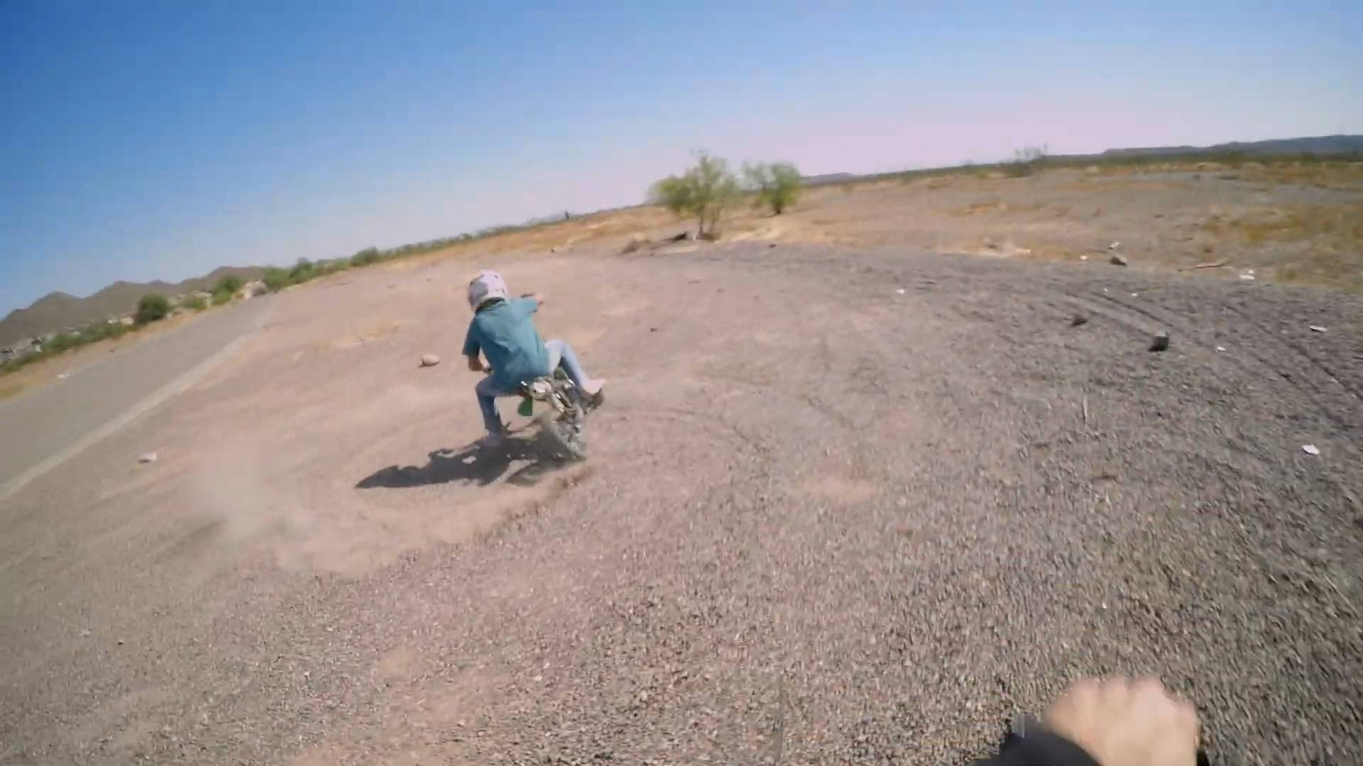 Drag racing pit bikes with Tony