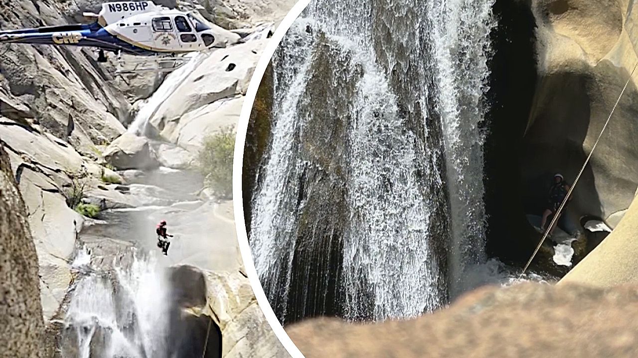 Missing hiker rescued after 2 days trapped behind waterfall in California