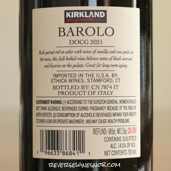 Kirkland Signature Barolo - Big Name Little Price