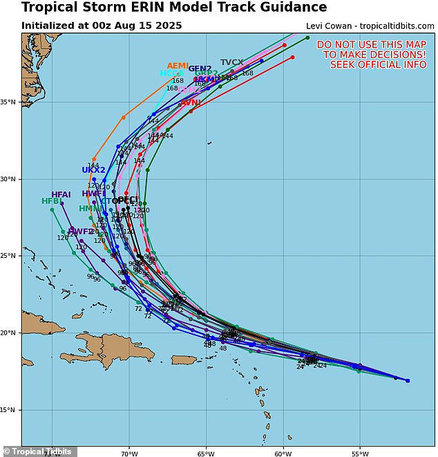 Deadly storm Erin to reach hurricane status in just HOURS as spaghetti ...