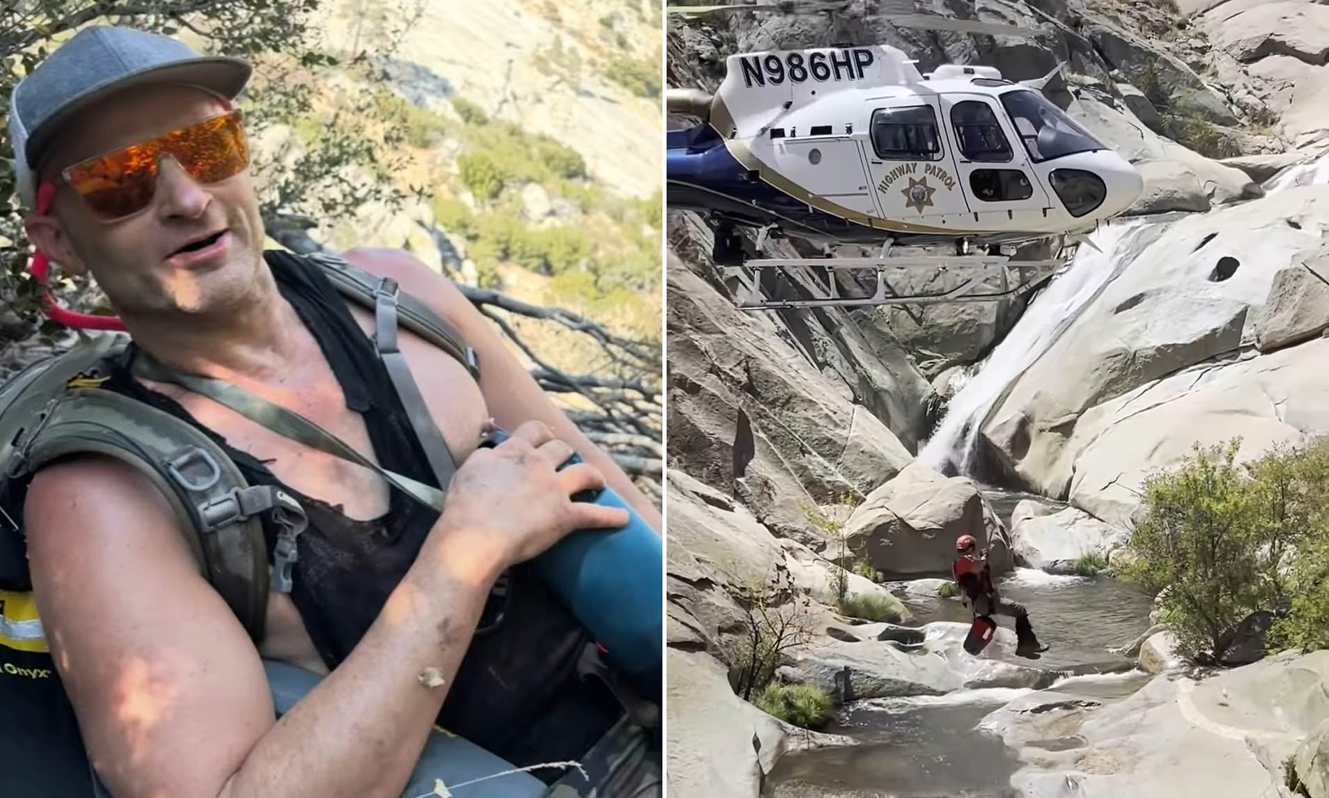 Hiker, 46, suffers dehydration after getting trapped behind enormous ...