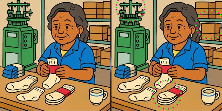 Spot the 3 Differences in Old Lady Packing Socks Beat the 47-Second ...