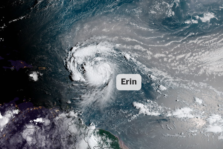 Erin strengthens into the first Atlantic hurricane of the year