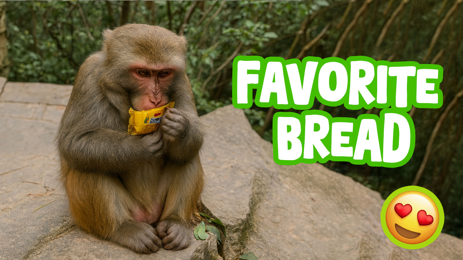 Monkey Enjoying Its Favorite Bread