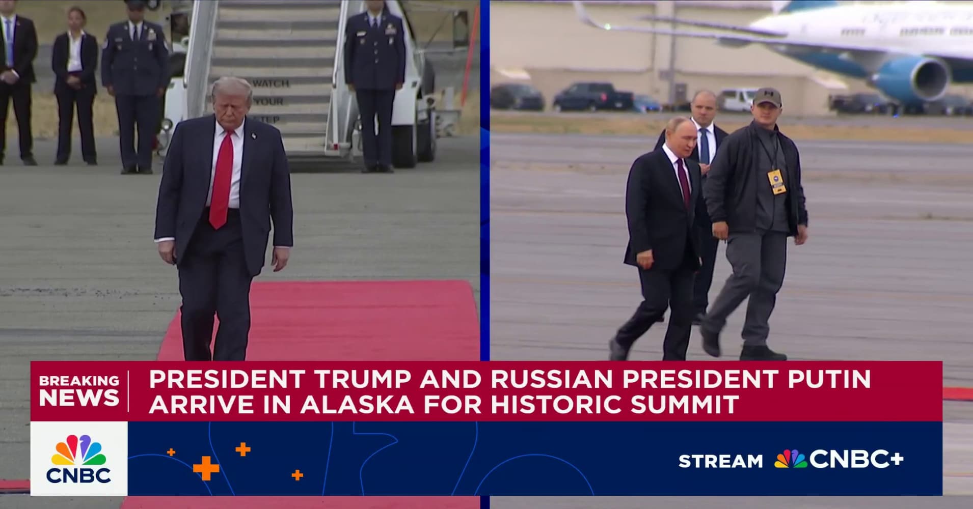 Trump, Putin walk red carpet ahead of talks in Alaska