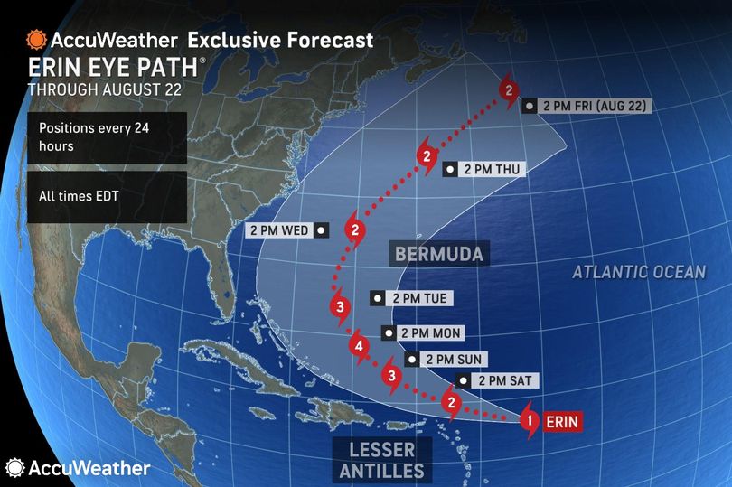 Exact day Storm Erin will strengthen into CAT 4 hurricane with ...