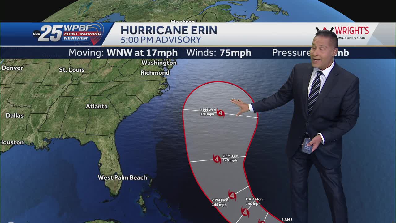 Hurricane Erin is forecast to rapidly strengthen