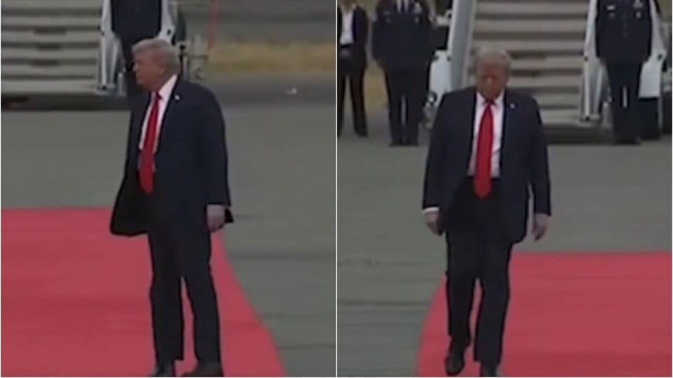 Watch Video: Trump struggles to walk straight as he treads the red ...