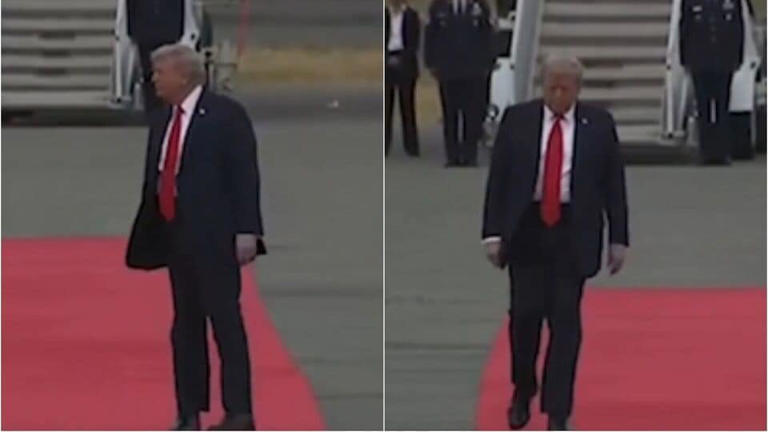 Watch Video: Trump struggles to walk straight as he treads the red ...